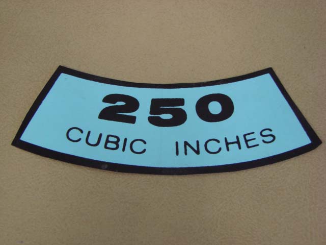 DDF051 Decal, 250 Cubic Inches - Larry's Thunderbird & Mustang Parts