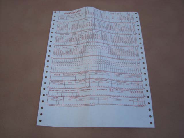 DDF454 Mustang Build Sheet - Larry's Thunderbird & Mustang Parts